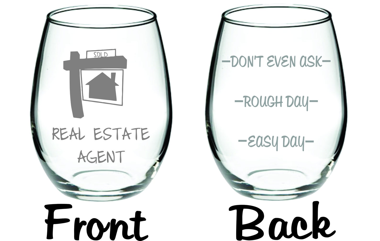 Real Estate Agent Glass Choose From Stemless Wine Wine Beer | Etsy