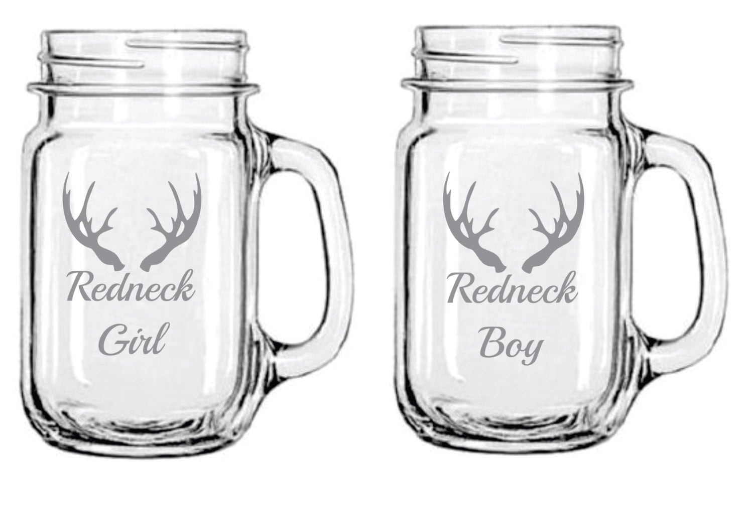 Etched Redneck Girl and Redneck Boy Set of 2 Glasses FREE | Etsy