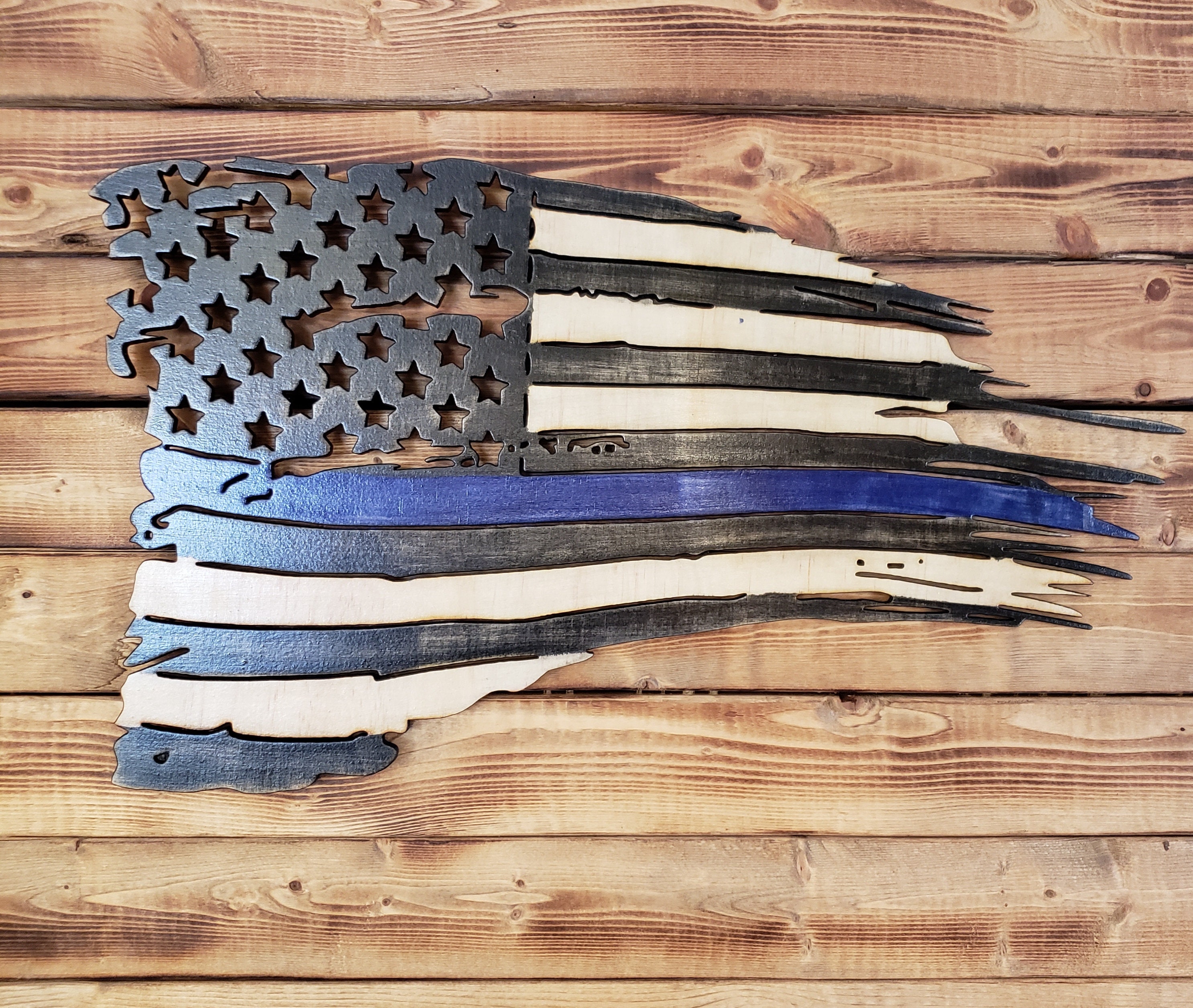 American Distressed Flag With Thin Blue Line or Line Color of - Etsy ...