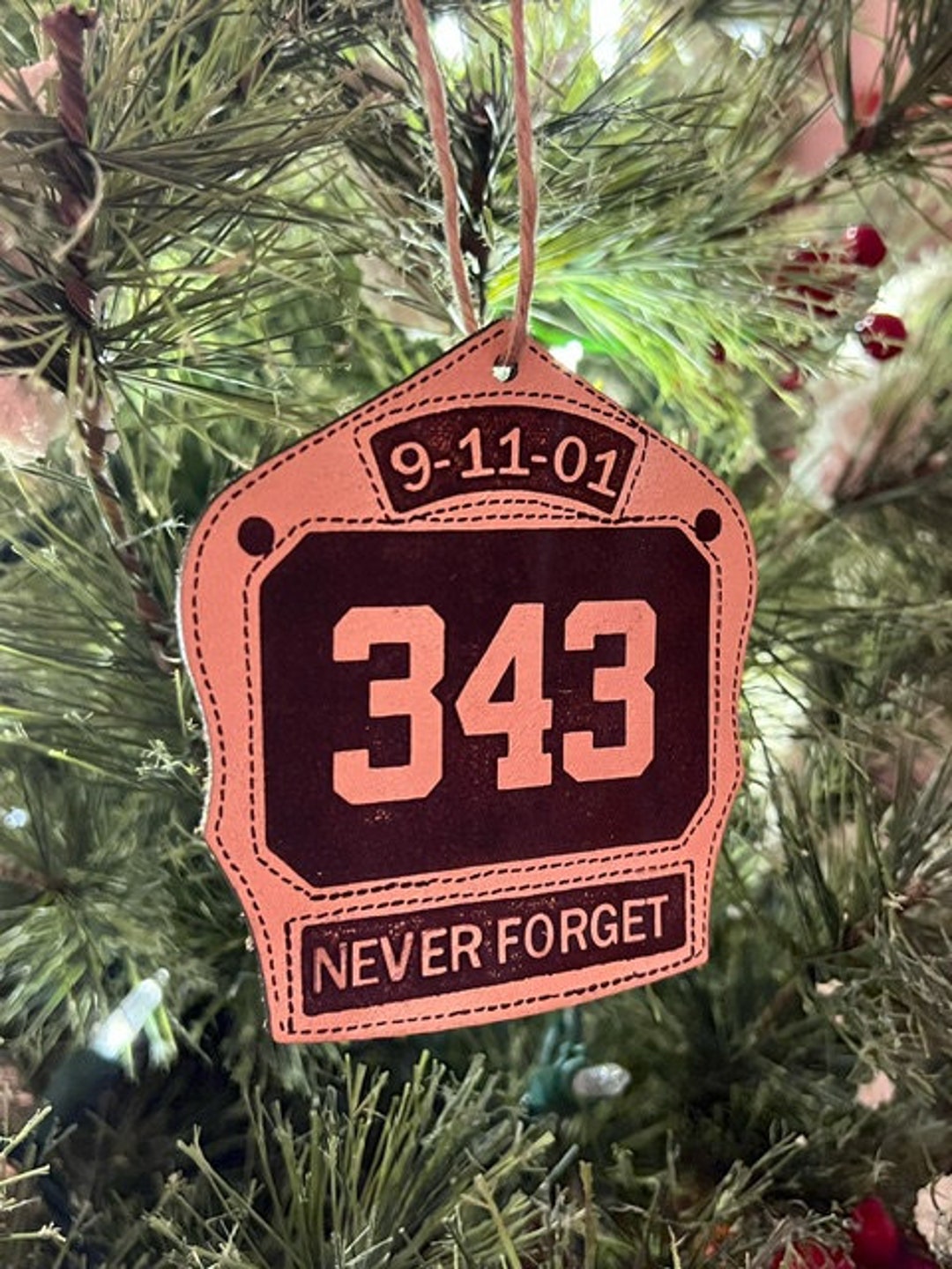 Firefighter Fireman Never Forget 343 Leather Ornament, Christmas Gift ...