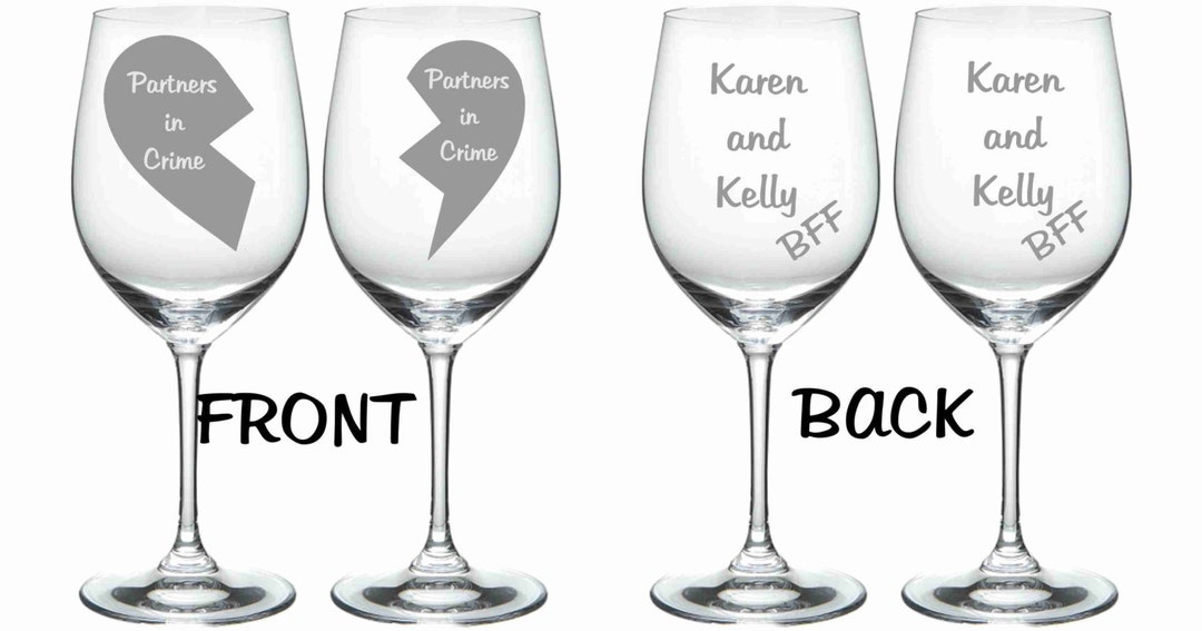 Etched Best Friend Glass Set of 2 Choose From Wine Glass, Stemless Wine ...