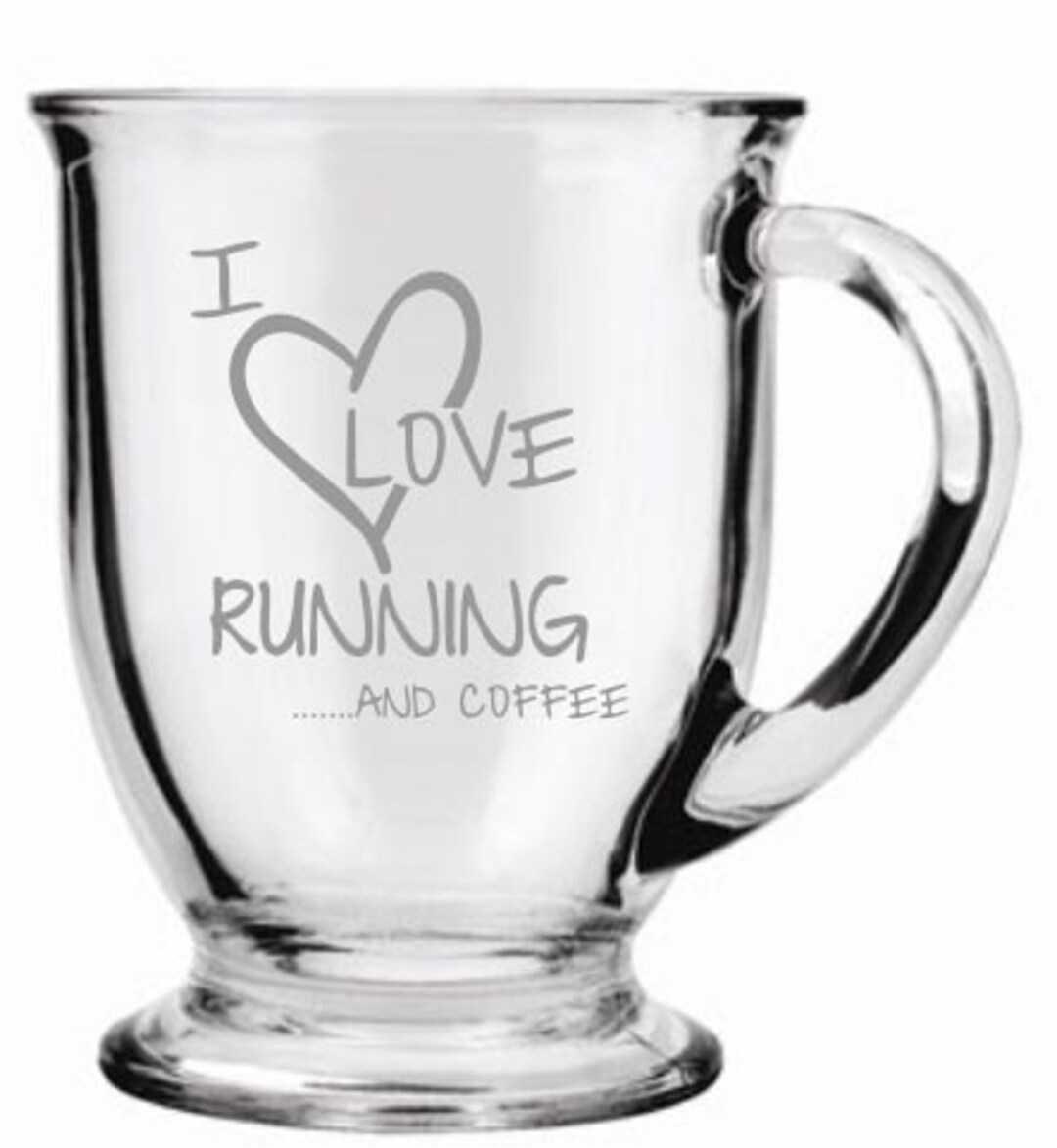 I Love Running and Coffee Coffee Mug Sand Carved sand Blasted, Etched ...