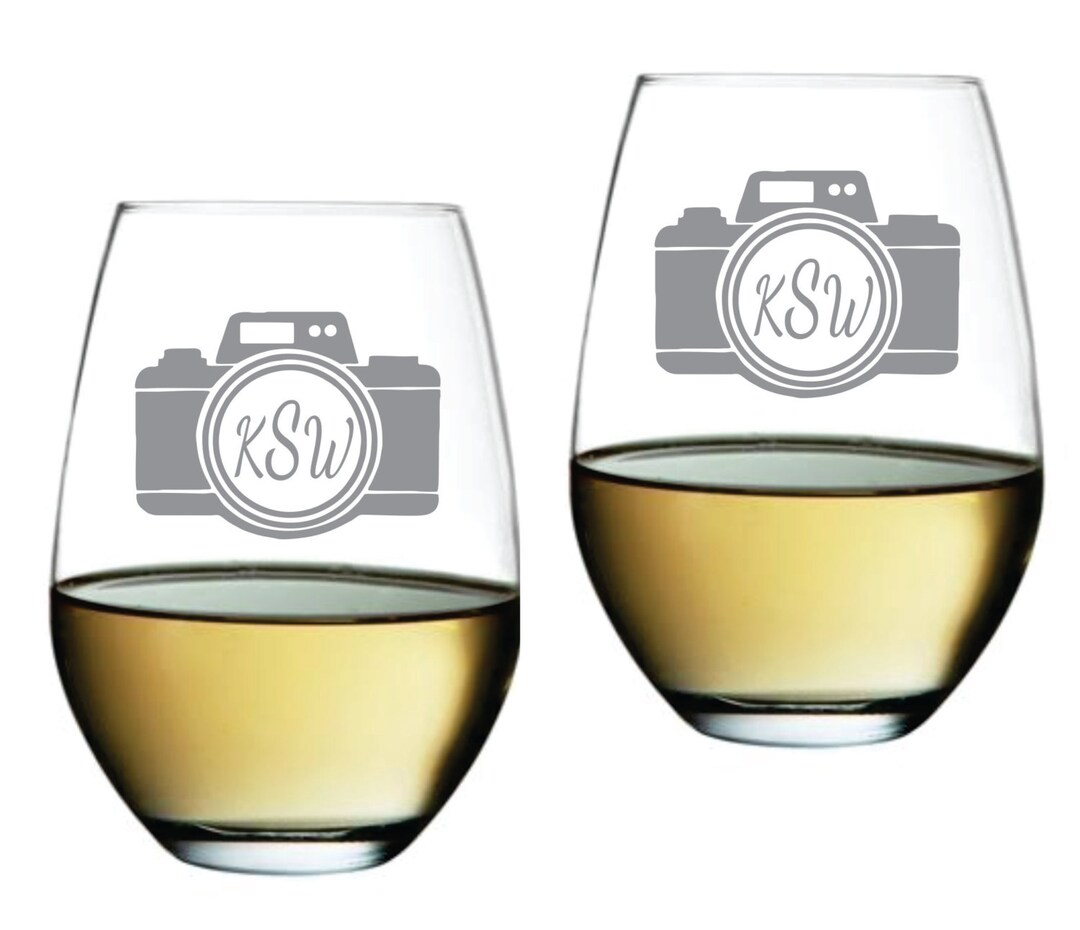 Monogrammed Camera Photographer Glass FREE Personalization - Etsy