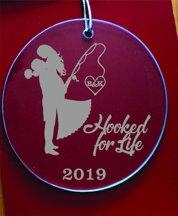 Hooked for Life Fishing Couple Wedding Anniversary Ornament | Etsy