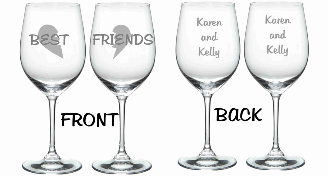 Etched Best Friends Glass Set of 2 Choose From Wine Glass, Stemless ...
