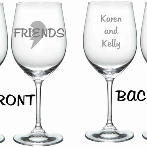 Etched Best Friends Glass Set of 2 Choose From Wine Glass, Stemless ...