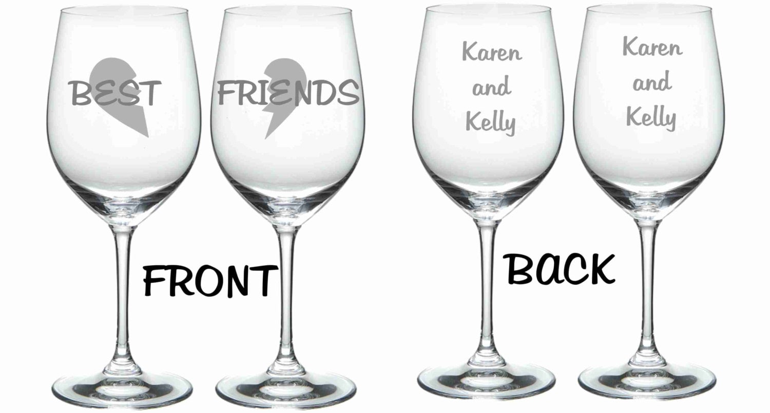 Etched Best Friends Glass Set of 2 Choose From Wine Glass - Etsy