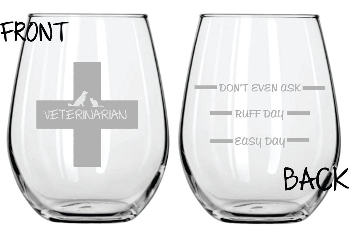 Etched Veterinarian Vet Glass With Levels on Back FREE Personalization ...
