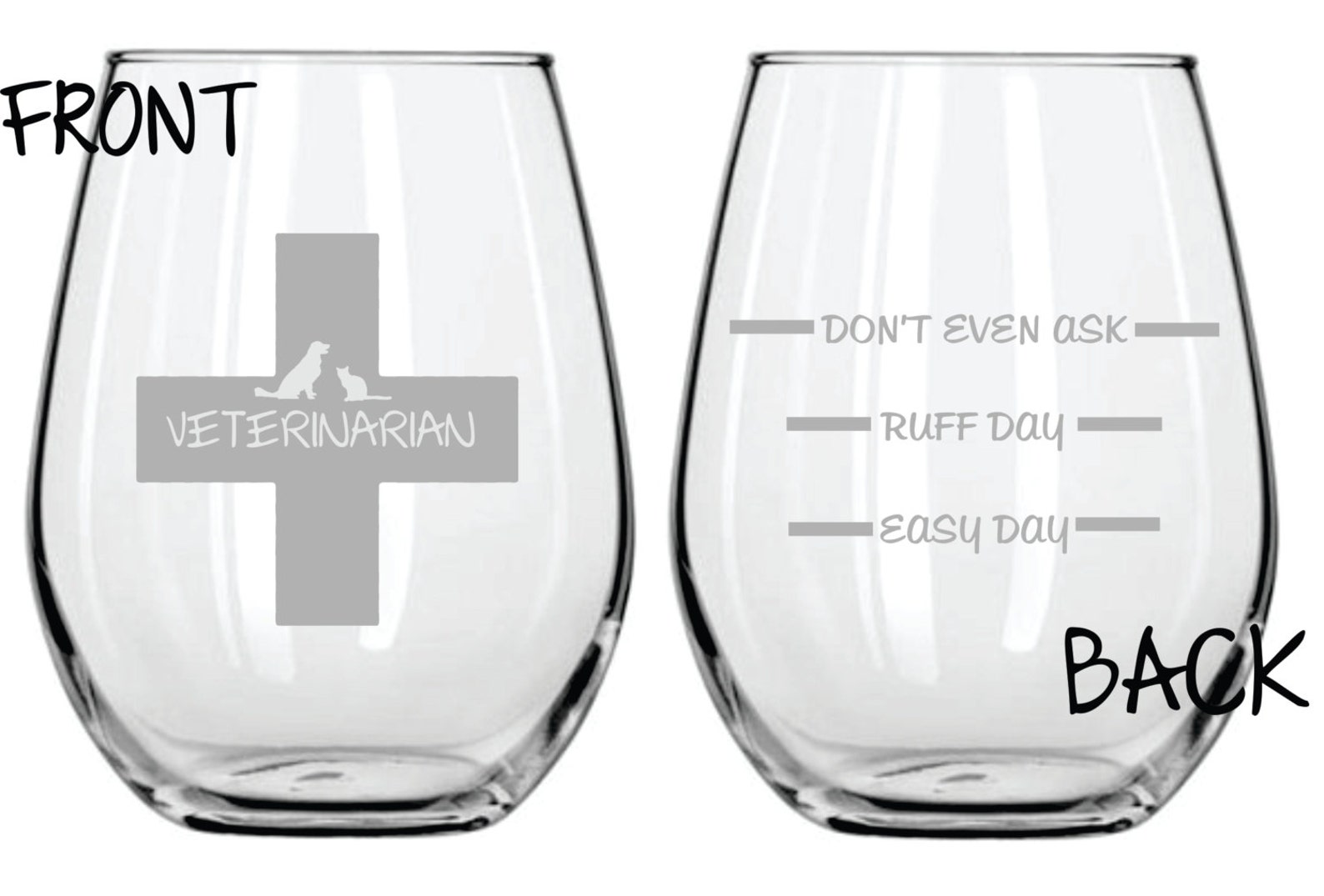 Etched Veterinarian Vet Glass With Levels on Back FREE Personalization ...