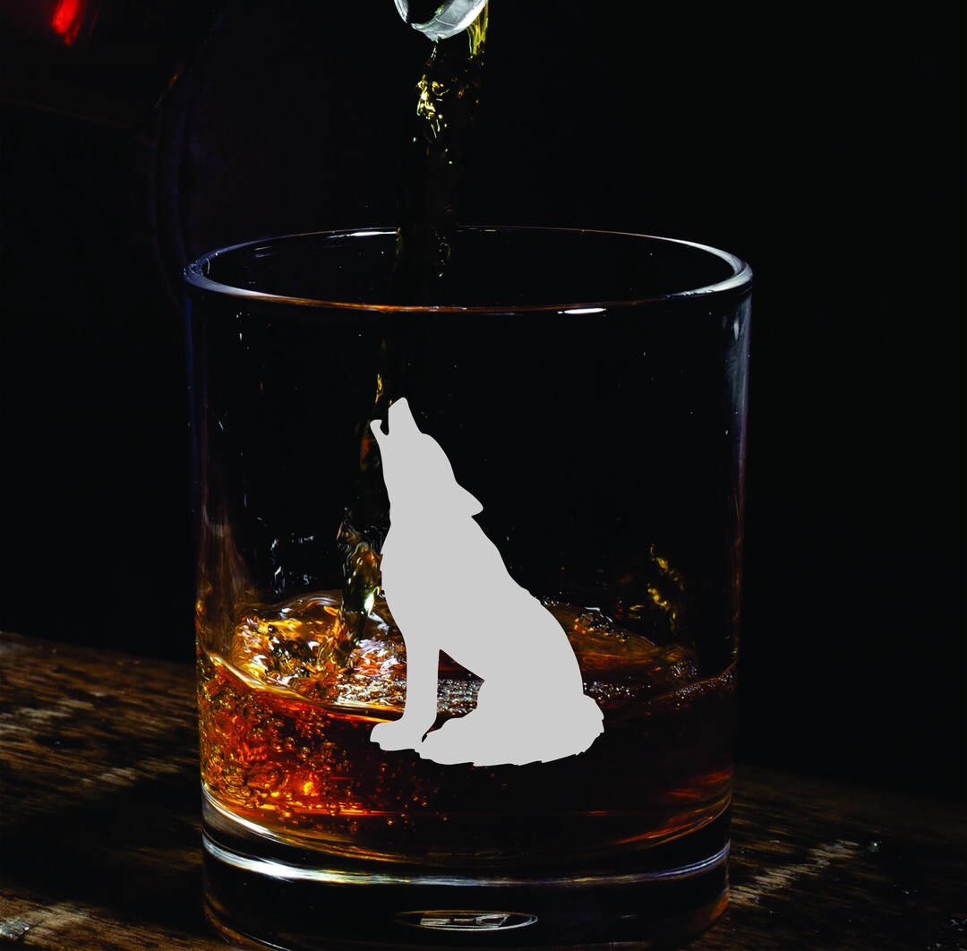 Wolf Glass, Free Personalization, Wolf Gift, Wolf Glassware, Wolf ...