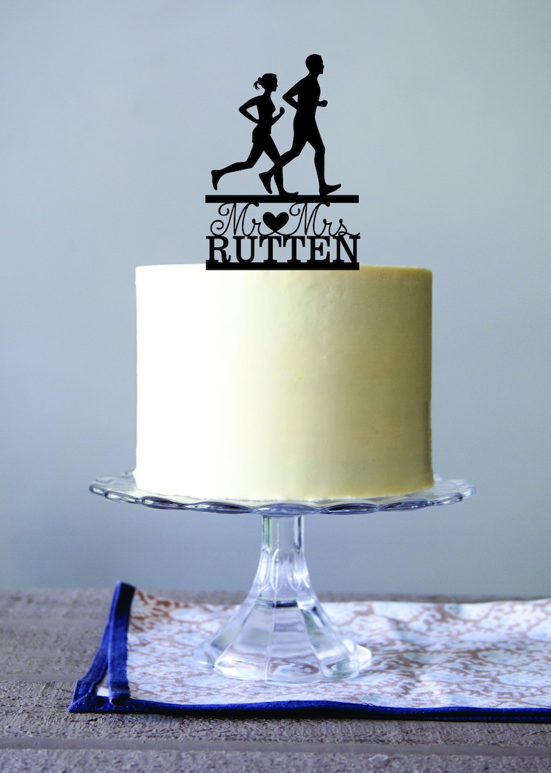Wedding Cake Topper Runner Running Couple FREE Personalization | Etsy