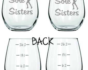 Sole Sisters Running Runner Glass Set of 2 FREE Personalization - Etsy