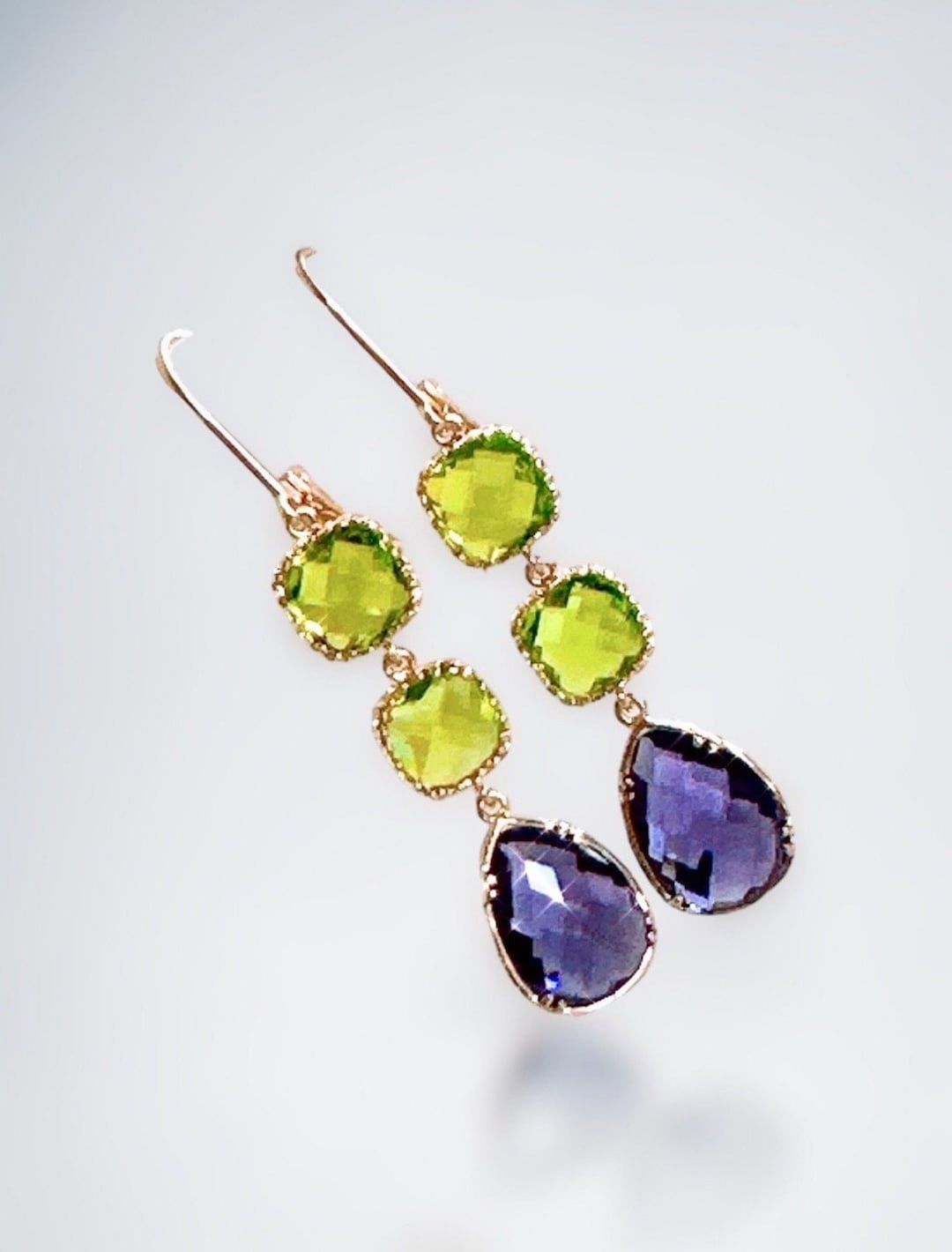 Peridot Earrings Amethyst Earrings Green and Purple Earrings Jewelry ...