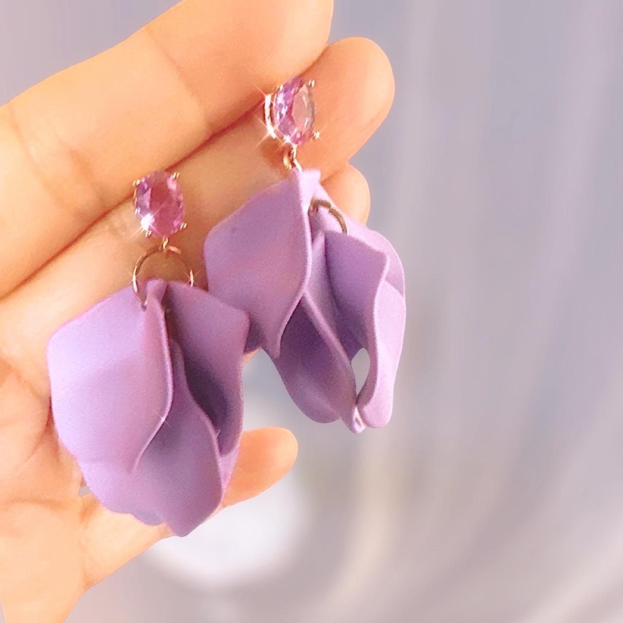 Lavender Flower Earrings: Purple Petal Drop Earrings, Bridesmaid ...