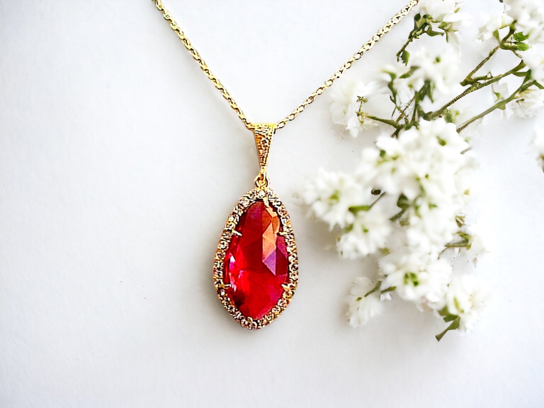 Ruby Necklace Ruby Earrings Wedding Necklace - Gemstone Necklace ...