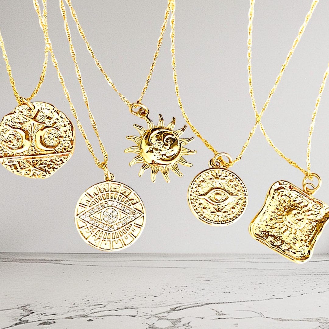 Sun Necklace Dainty Gold Celestial Pendant Jewelry Moon Necklaces Star ...