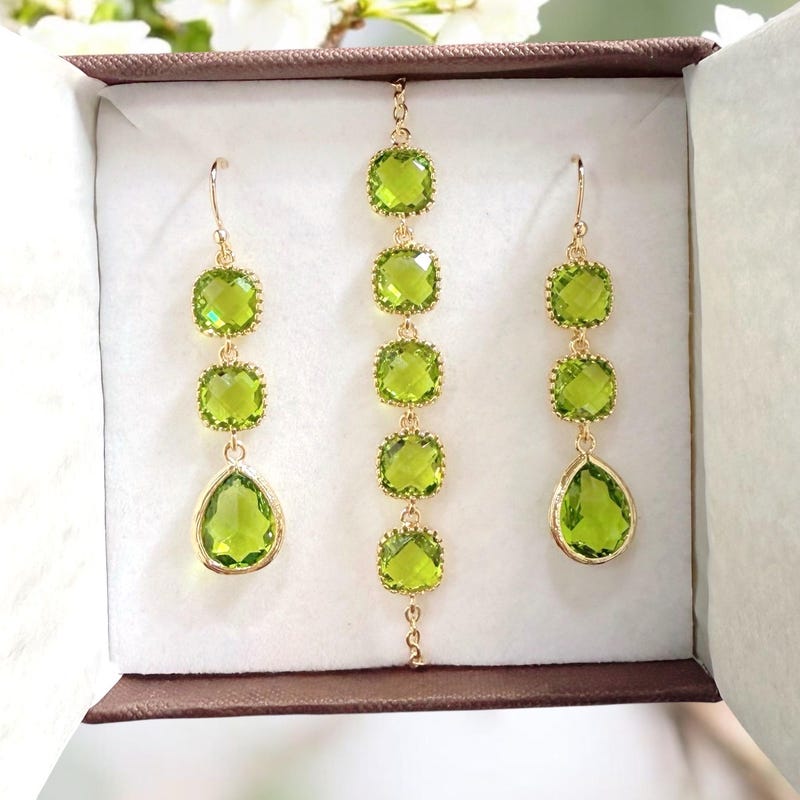 Peridot Dangling Necklace - Etsy