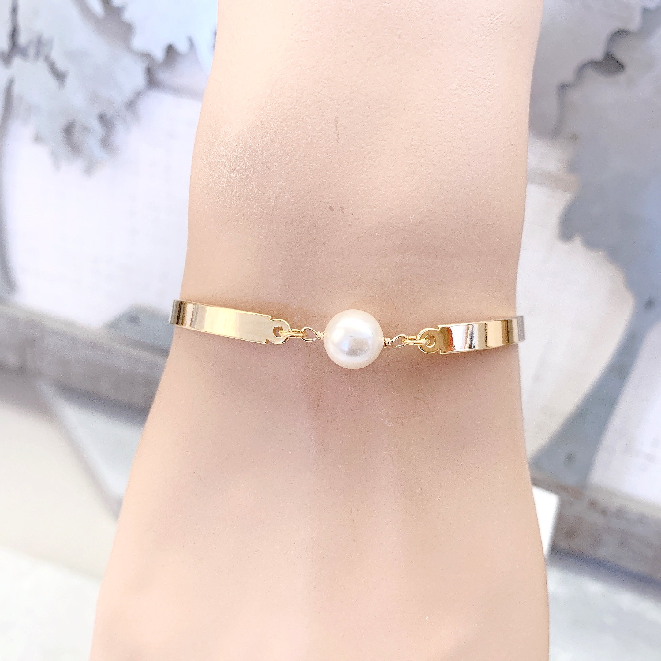 Single Pearl Bracelet Rose Gold Bracelet Wedding Bracelet | Etsy