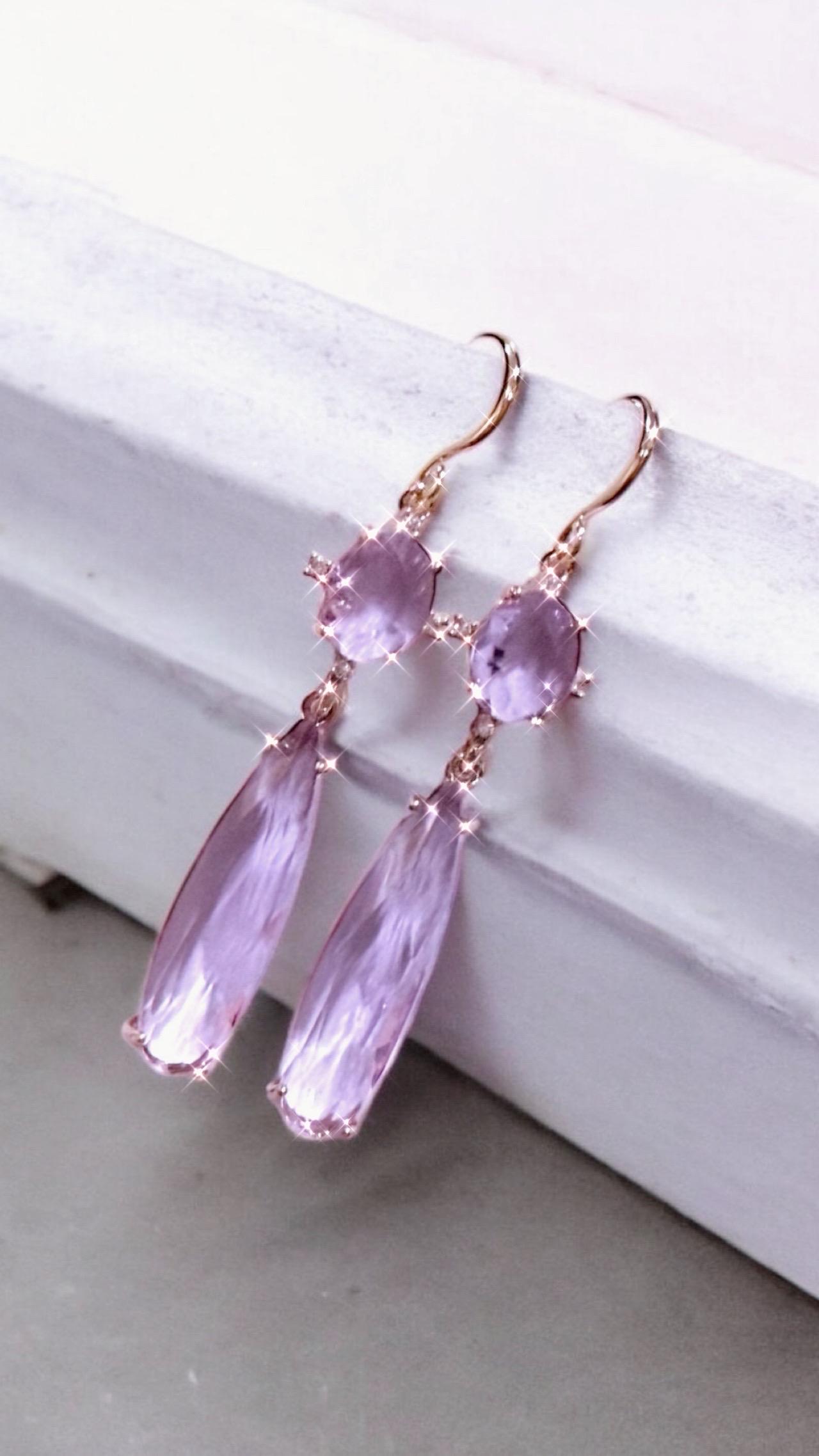 Lavender Purple Drop Earrings: Lilac Earring Gold Bridal Wedding ...