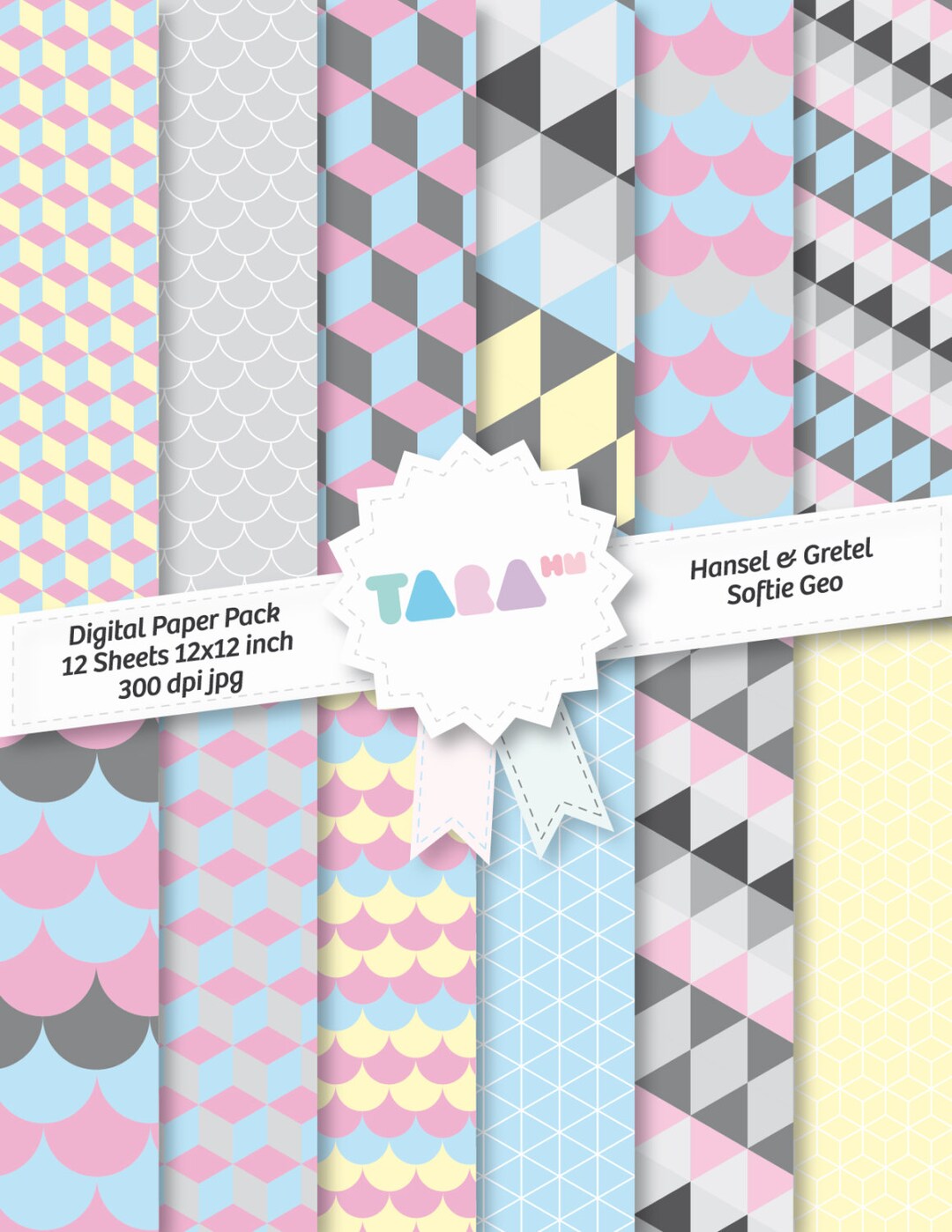 Digital Scrapbook Paper, 12 Files Digital Scrapbooking, 12 Jpg Files 12 ...