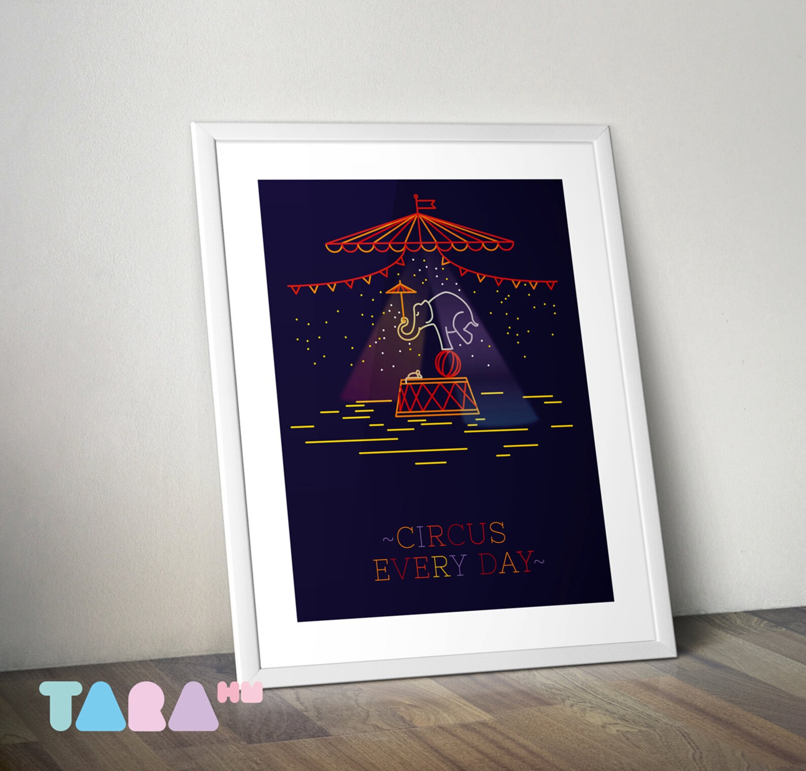 Circus Elephant & Mouse Printable Wall Art, Illustration Poster, Home ...