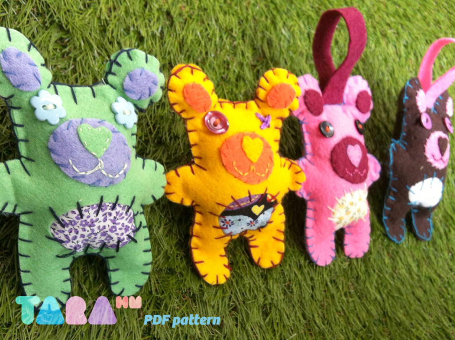 DIY Felt Pattern Bear With Patches, Fabric Bear, Tarabear,toy DIY PDF ...