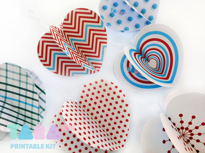 DIY Christmas Heart Ornaments, Set of 6 Printable Cutout, Printable ...