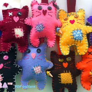 DIY Felt Pattern Cat With Patches, Fabric Cat Toy, PDF Instant Download ...