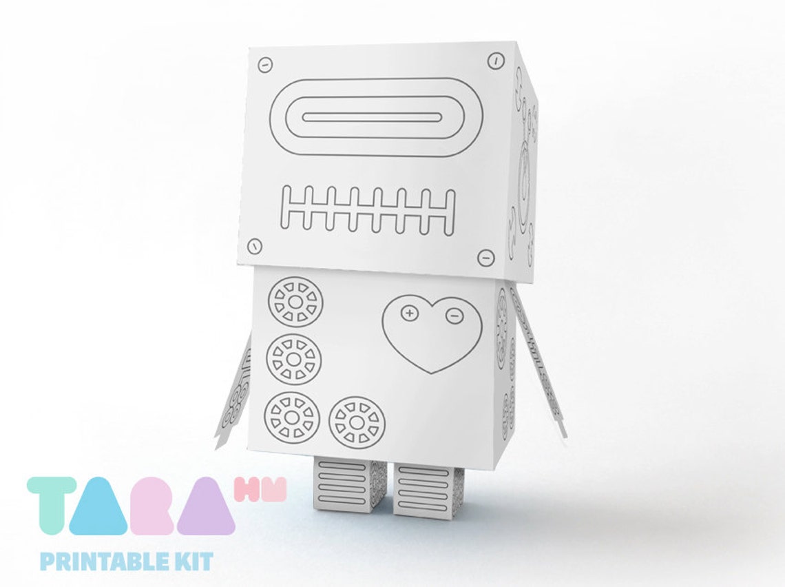 DIY Printable Cutout Robot, DIY Paper Toy to Paint, Printable Robot ...