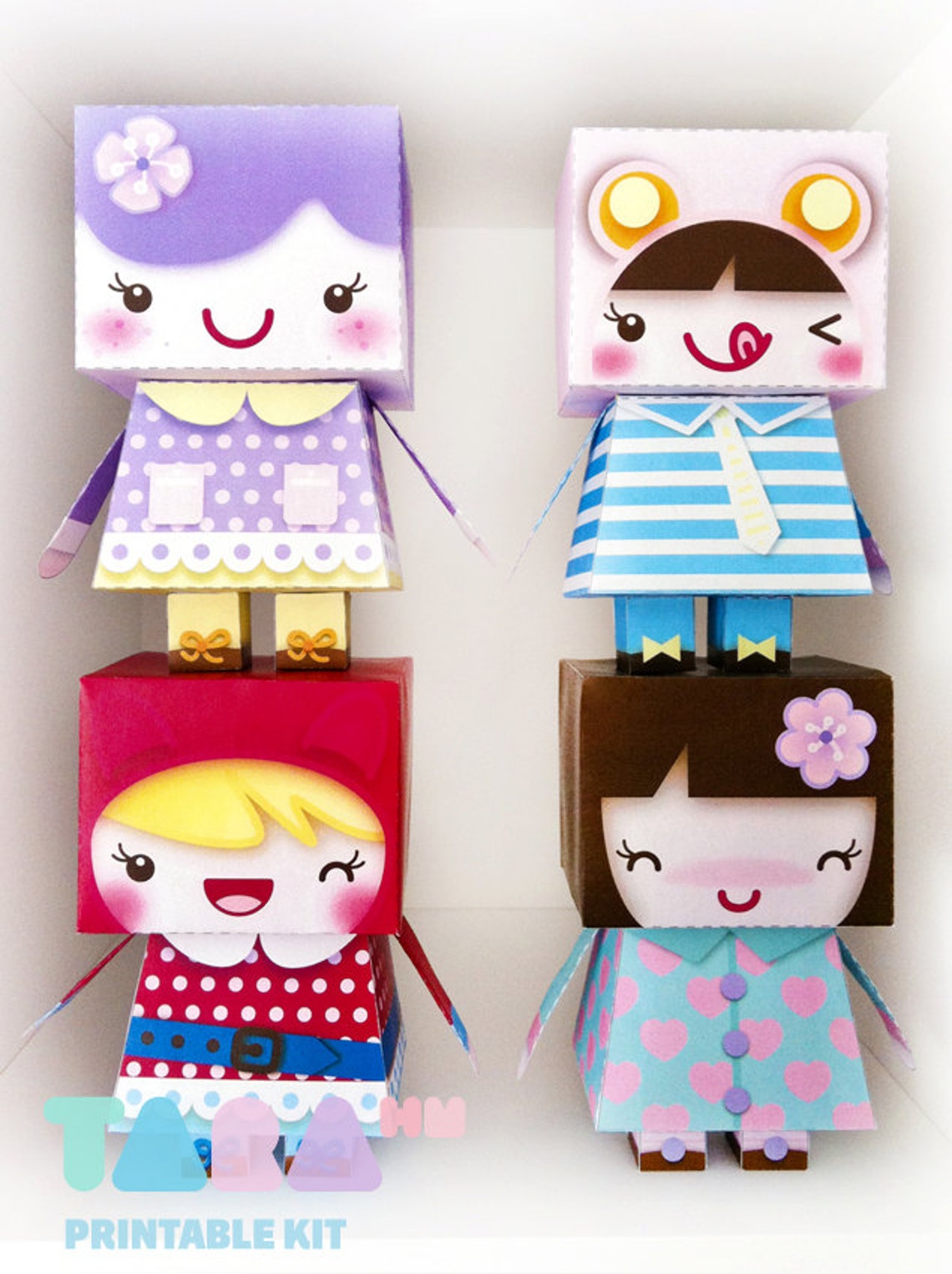 DIY Printable Cutout Dolls Set of 4, DIY Paper Toy, Printable Dolls ...