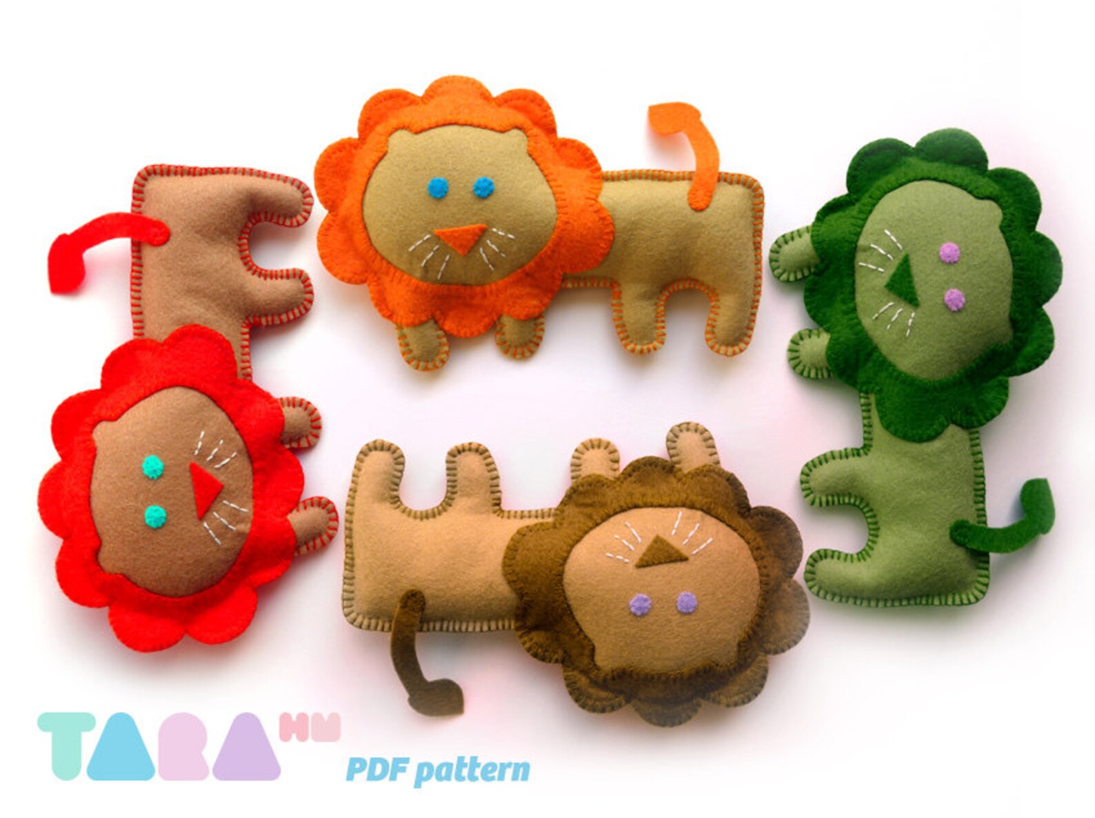 DIY Felt Lion, Fabric Lion, PDF Sewing Pattern, Instant Download ...