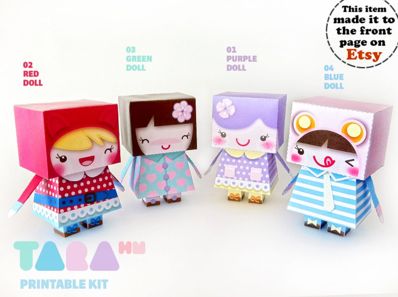 DIY Printable Cutout Doll, DIY Paper Doll, Kawaii Printable Doll, Blue ...