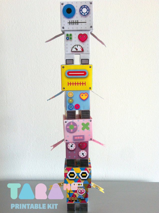 DIY Set of 4 Printable Cutout Robots, Tarabots, DIY Paper Toy ...