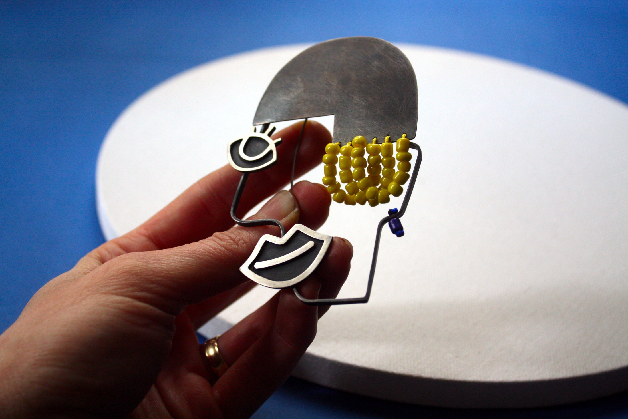 Silver Face Brooch Sterling Silver Face Jewelry Fun - Etsy