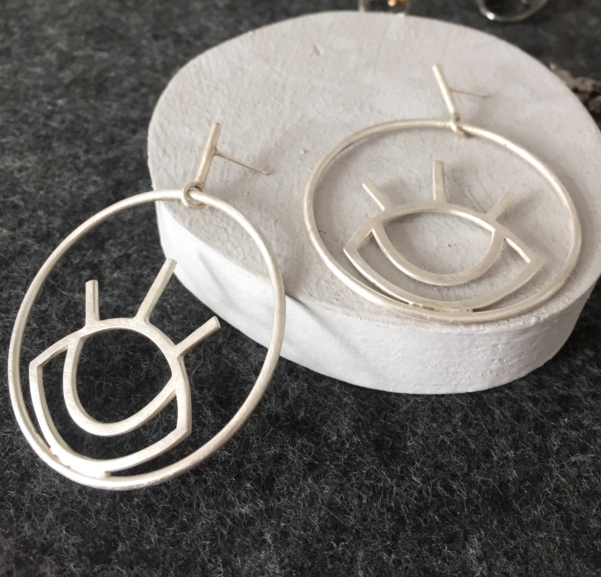 Big Eye in a Hoop Sterling Silver Earrings Eye Jewelry Hoop - Etsy