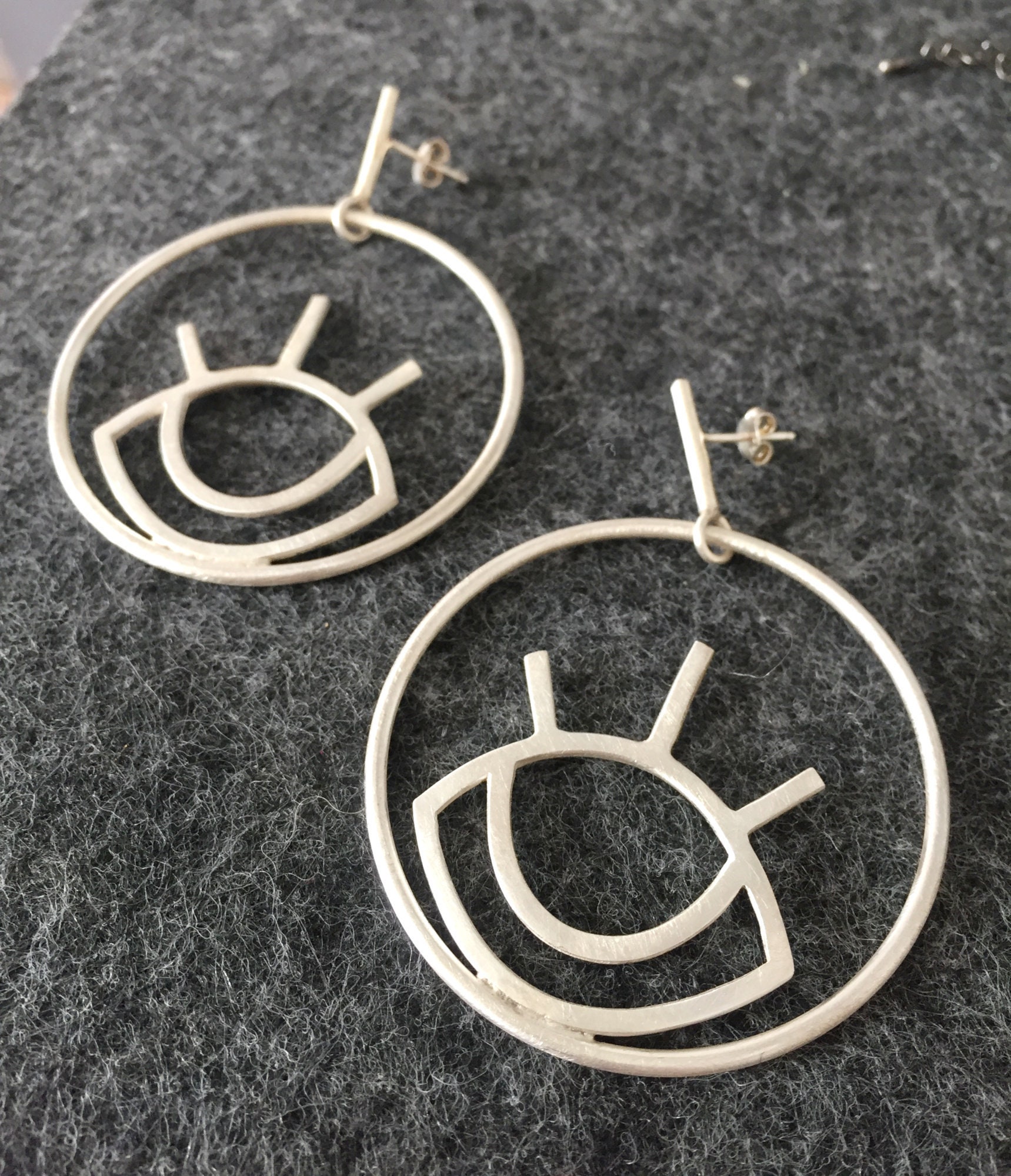 Big Eye in a Hoop Sterling Silver Earrings Eye Jewelry Hoop - Etsy