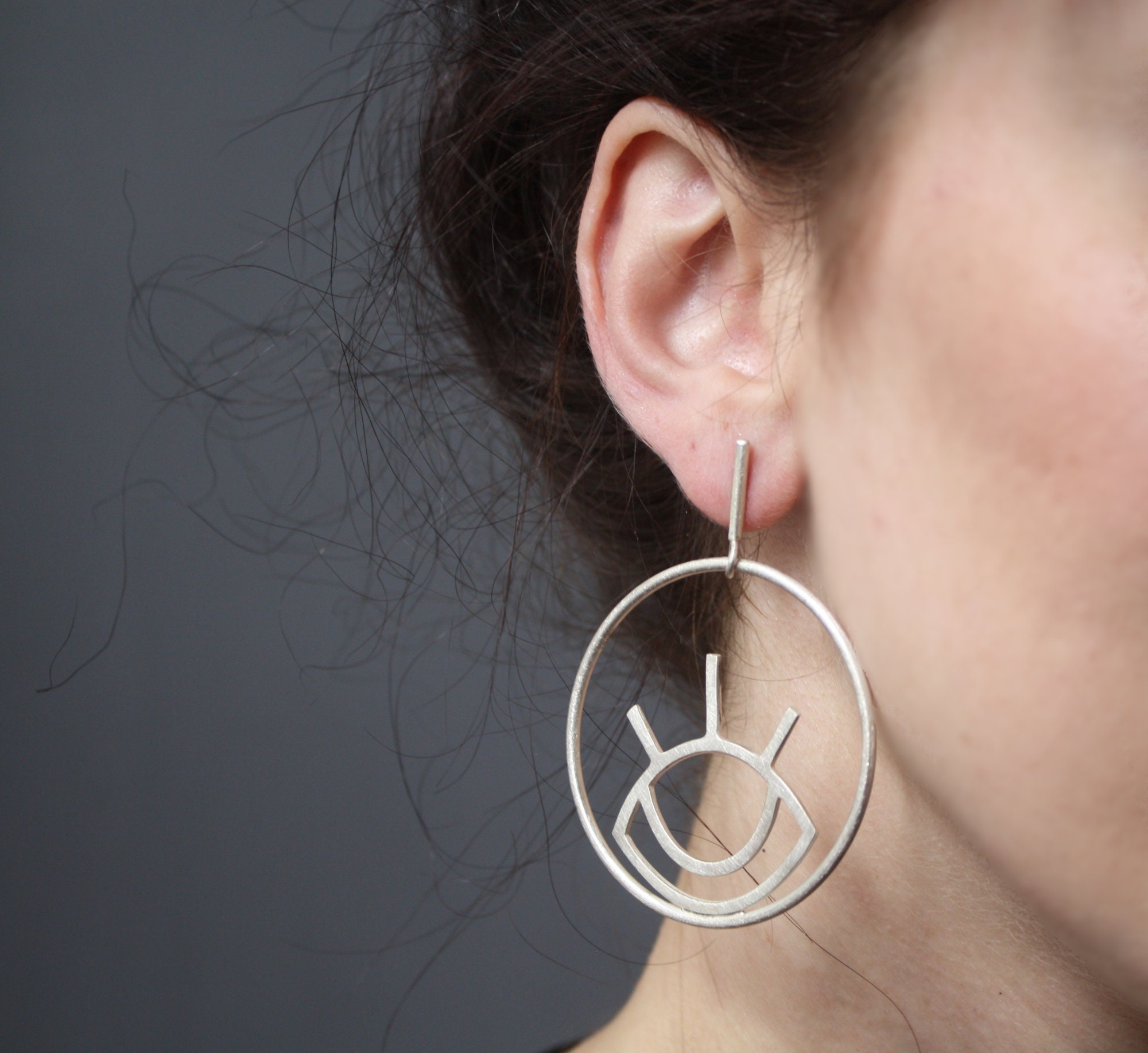 Big Eye in a Hoop Sterling Silver Earrings Eye Jewelry Hoop - Etsy