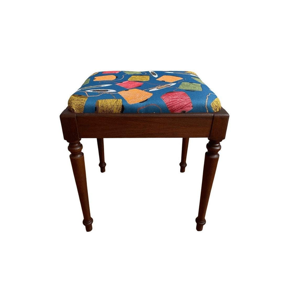 Vintage Singer Sewing Machine Stool Upholstered Seat - Etsy