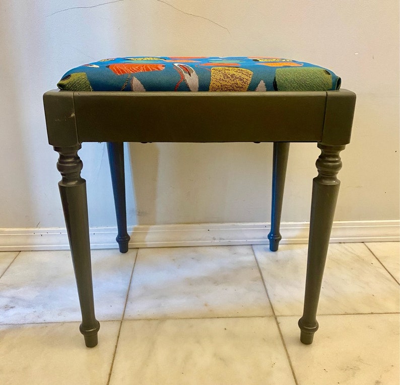 Vintage Singer Sewing Machine Stool Upholstered Seat With Vintage ...