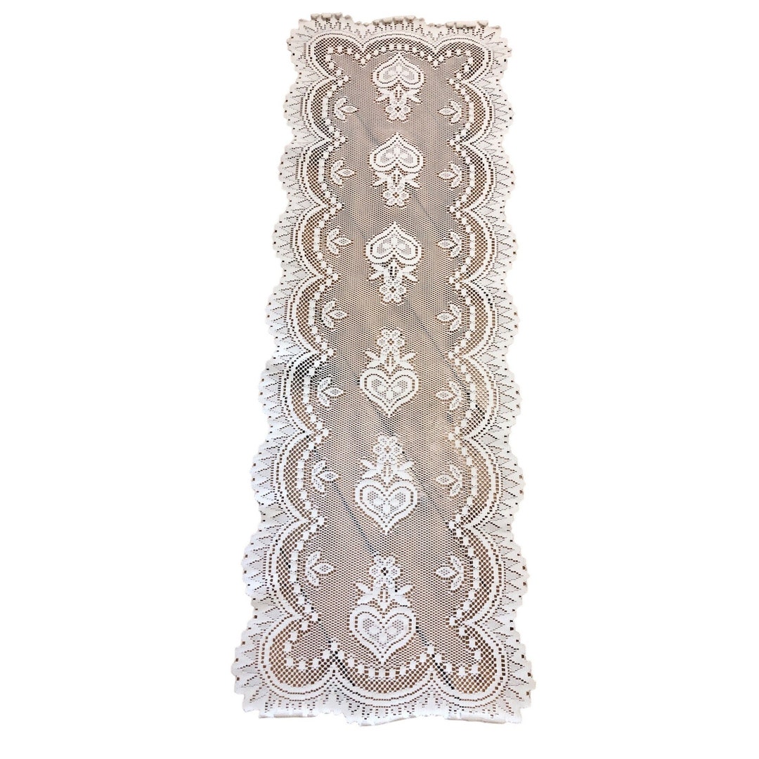 Vintage Lace Table Runner Dresser Scarf Doily Wedding White 16 X 47 - Etsy
