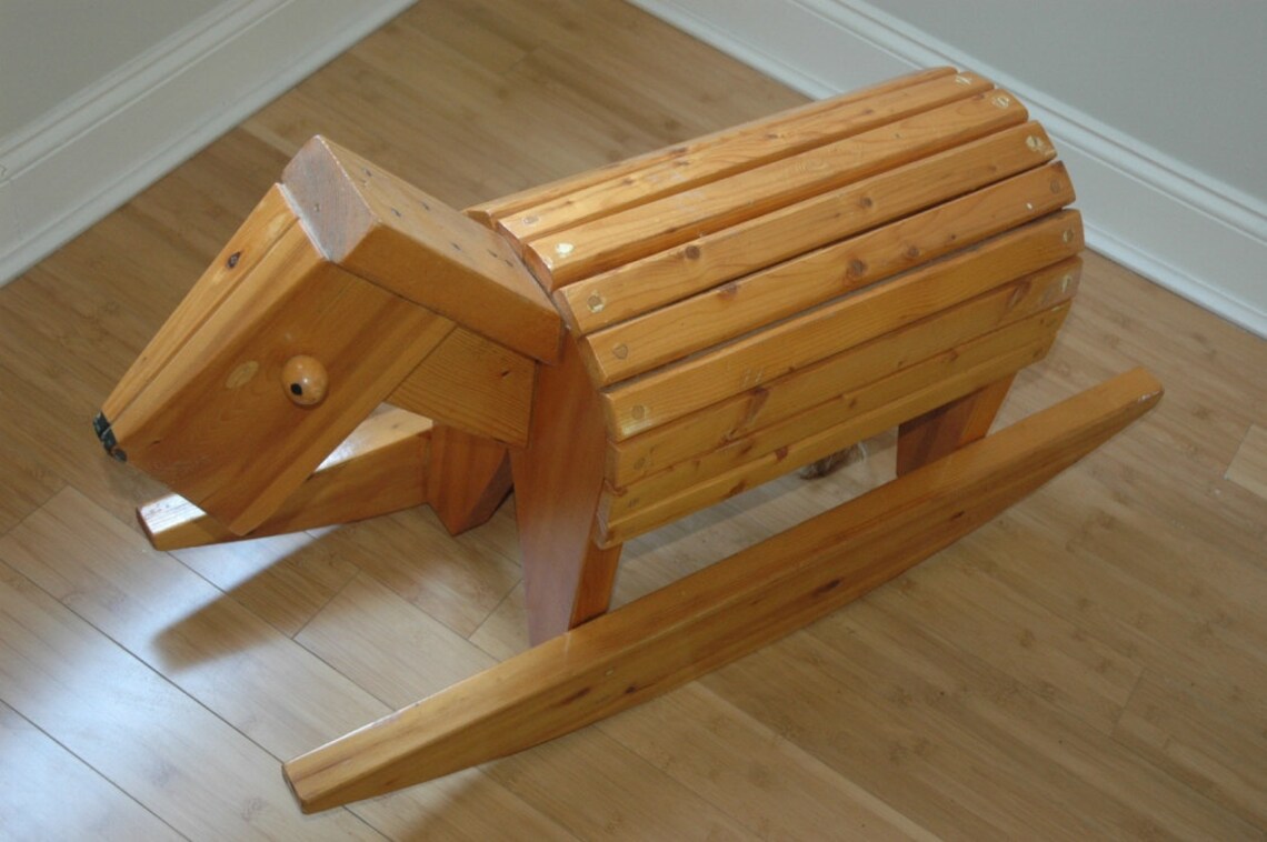 VINTAGE Rocking Dog Wood Craftsman Children's Primitive High Quality ...