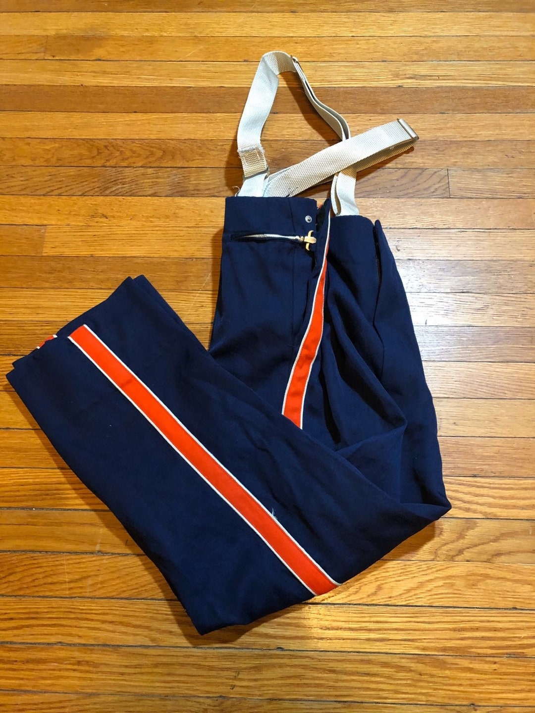 Demoulin Marching Band Mens Pants With Stripes Suspenders 40x28 Navy ...