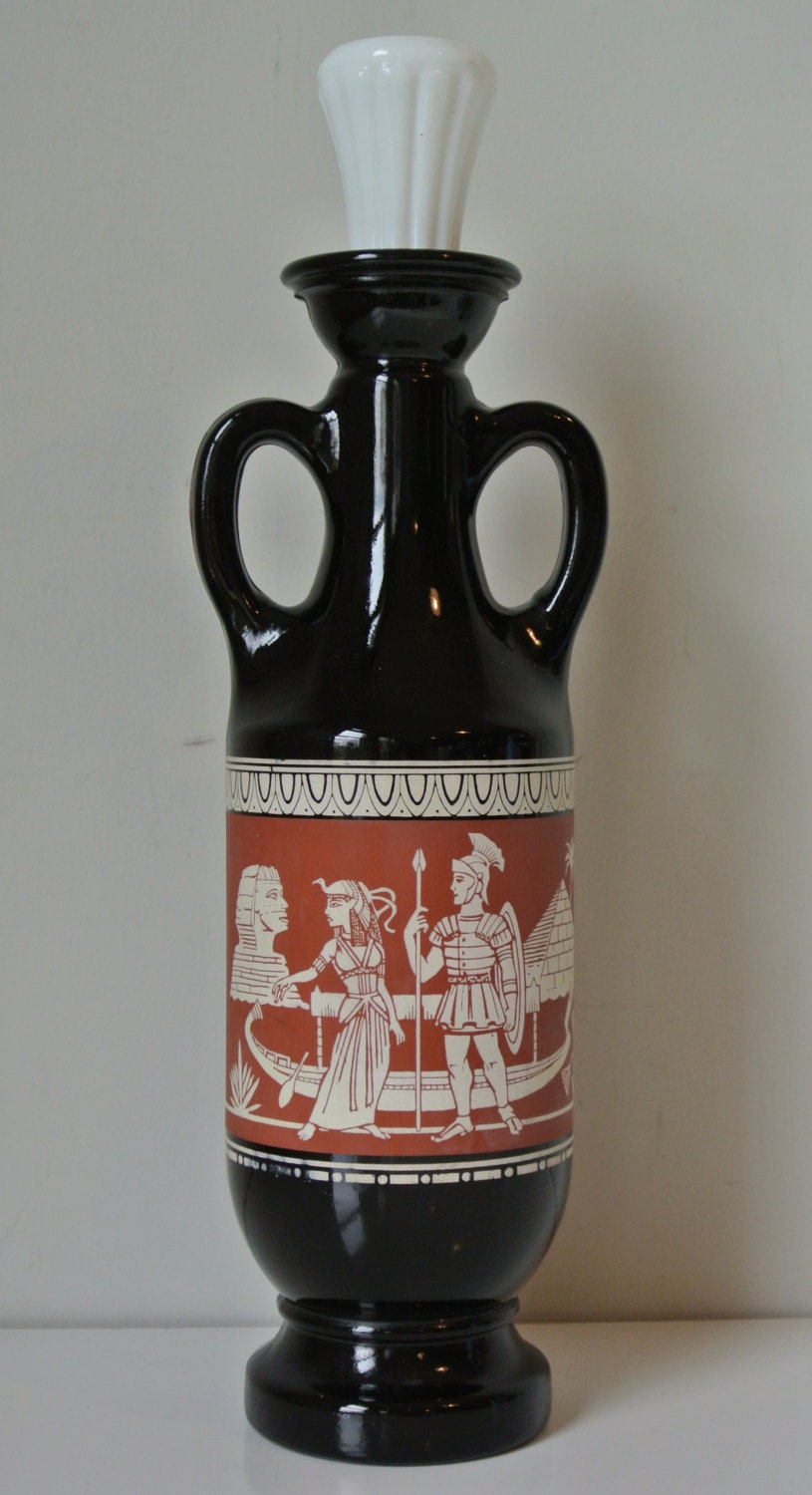 Set of 3 Greek Amphora Glass Liquor Empty Collectible Bottle Decanter ...