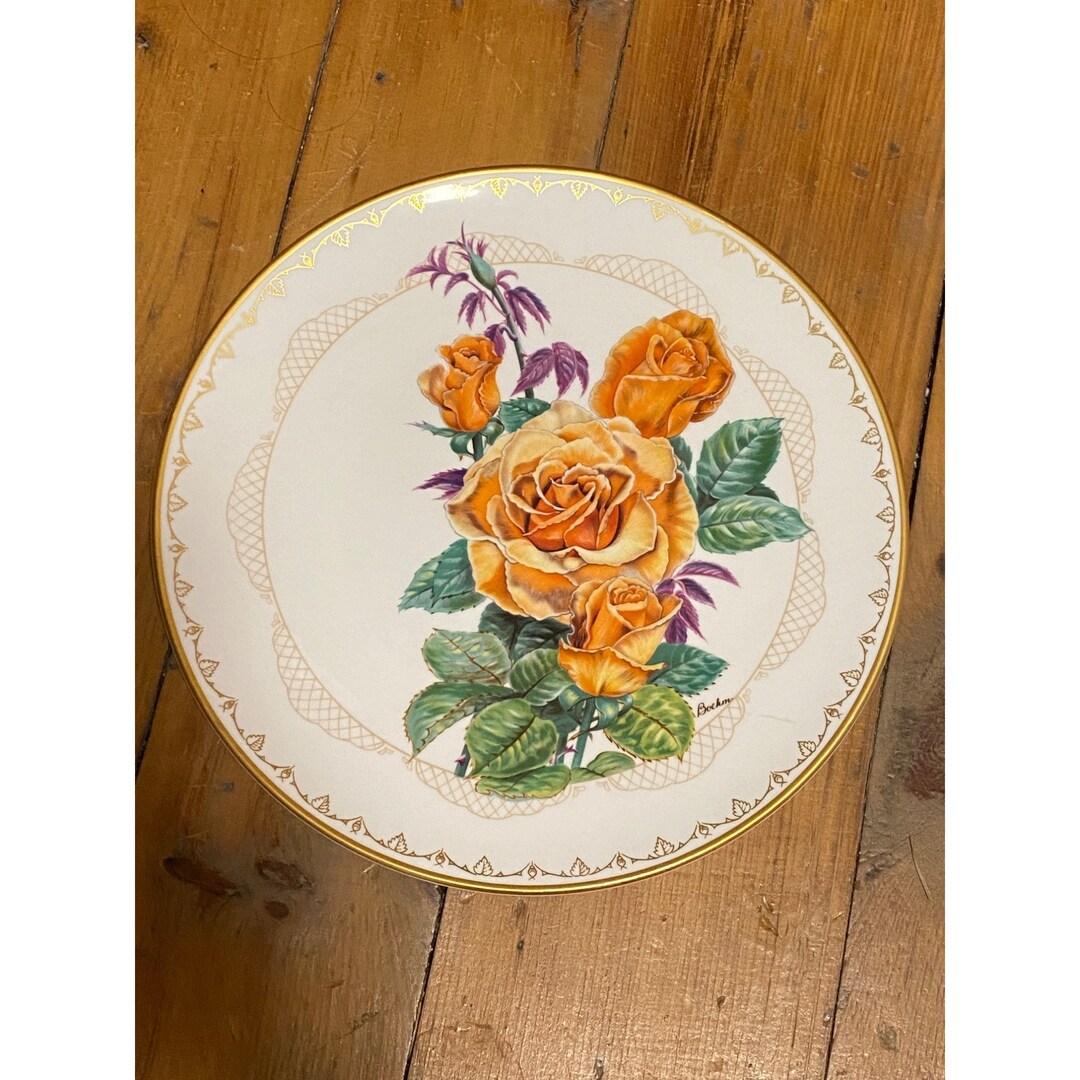 The Edward Marshall Boehm Roses of Excellence Collection Brandy Plate ...