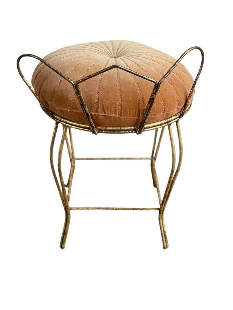 Vanity Stool Chair Bench Seat Hollywood Regency Makeup Chair Tufted ...