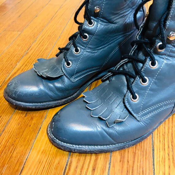 Vintage JUSTIN Womens Granny Boots 6 B Lacer Packer W… - Gem