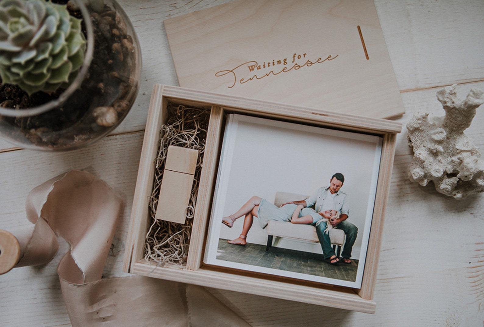 5x5 Wood Print Box With Enough Space for 5x5 Prints and Usb Flash Drive ...