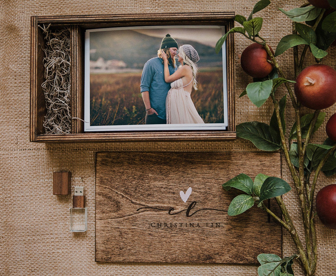 Set of 6 5x7 Photo Box option to Add 16gb USB Wood Print - Etsy