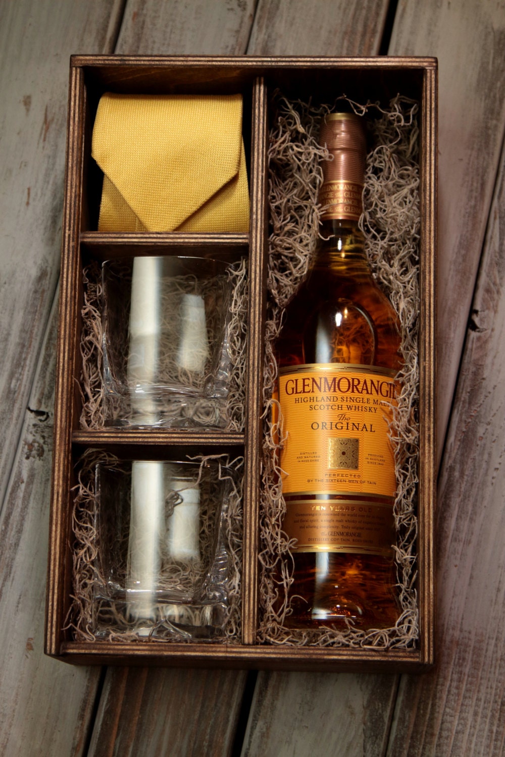 Custom set of 100 - Laser Engraved Whiskey Box with area for 2 glasses