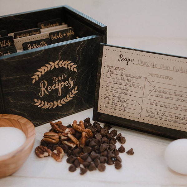 Personalized Wood Recipe Card Box - Etsy